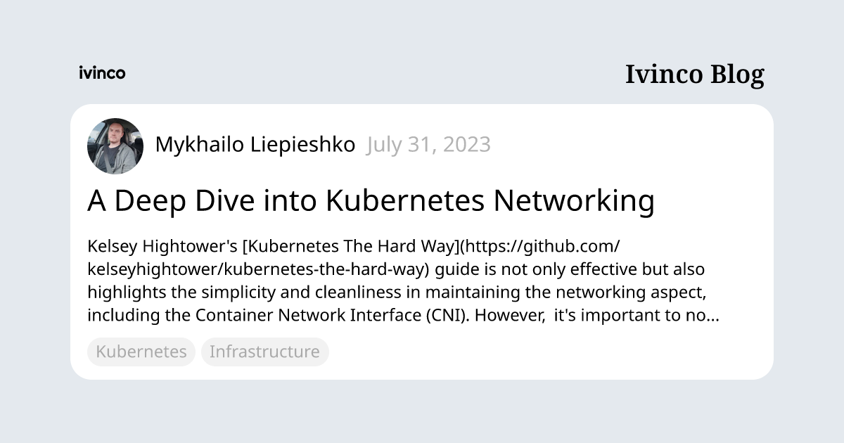 A Deep Dive into Kubernetes Networking | Ivinco Blog A Deep Dive into Kubernetes Networking | Ivinco Blog