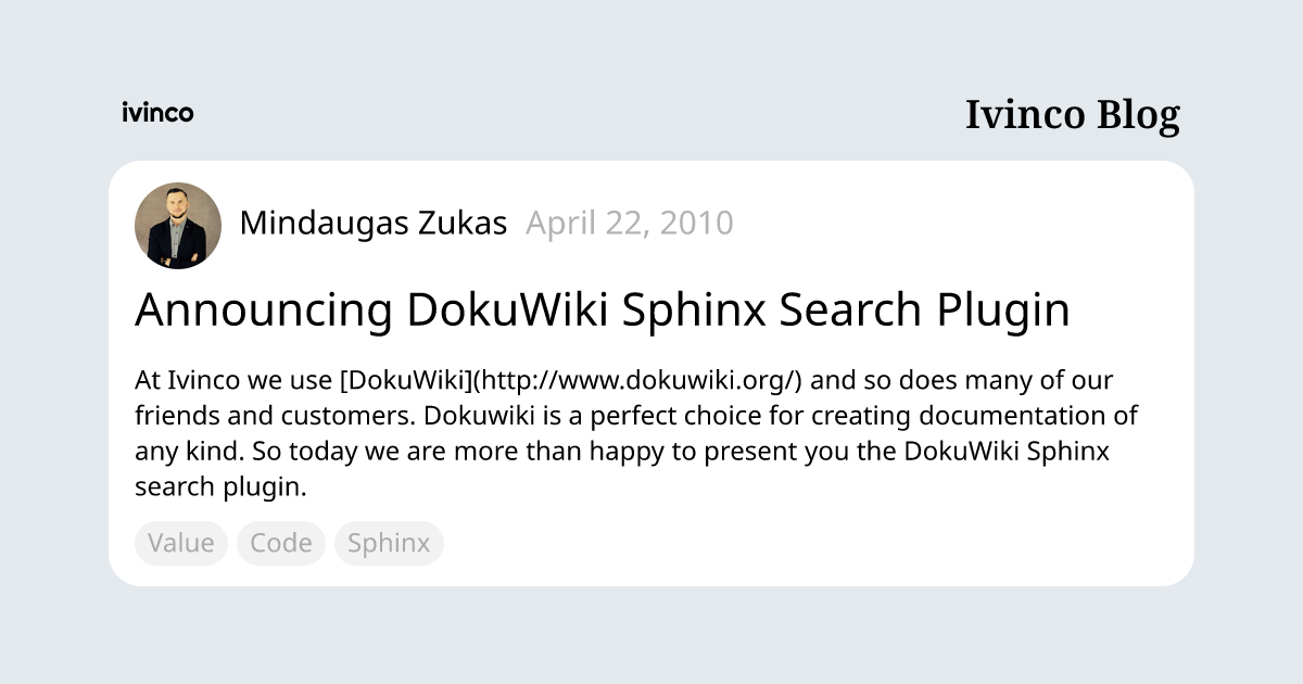Announcing Dokuwiki Sphinx Search Plugin Ivinco Blog 