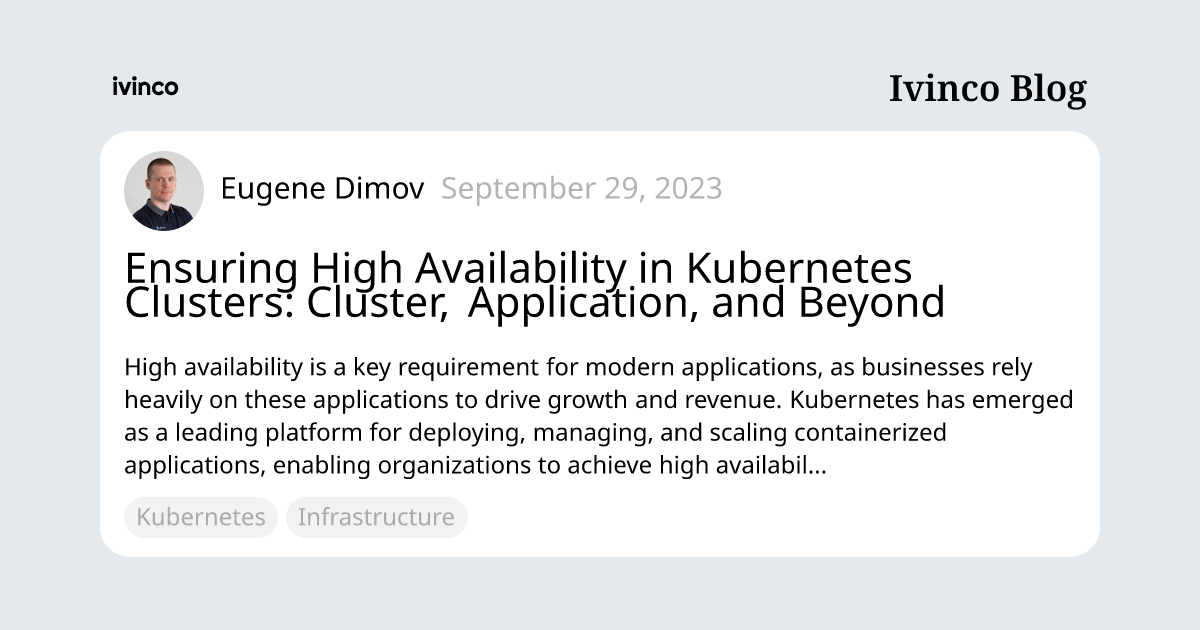 Ensuring High Availability in Kubernetes Clusters: Cluster, Application ...