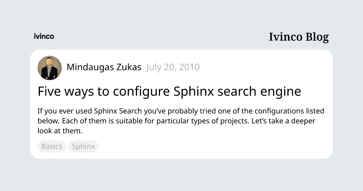 Five ways to configure Sphinx search engine | Ivinco Blog