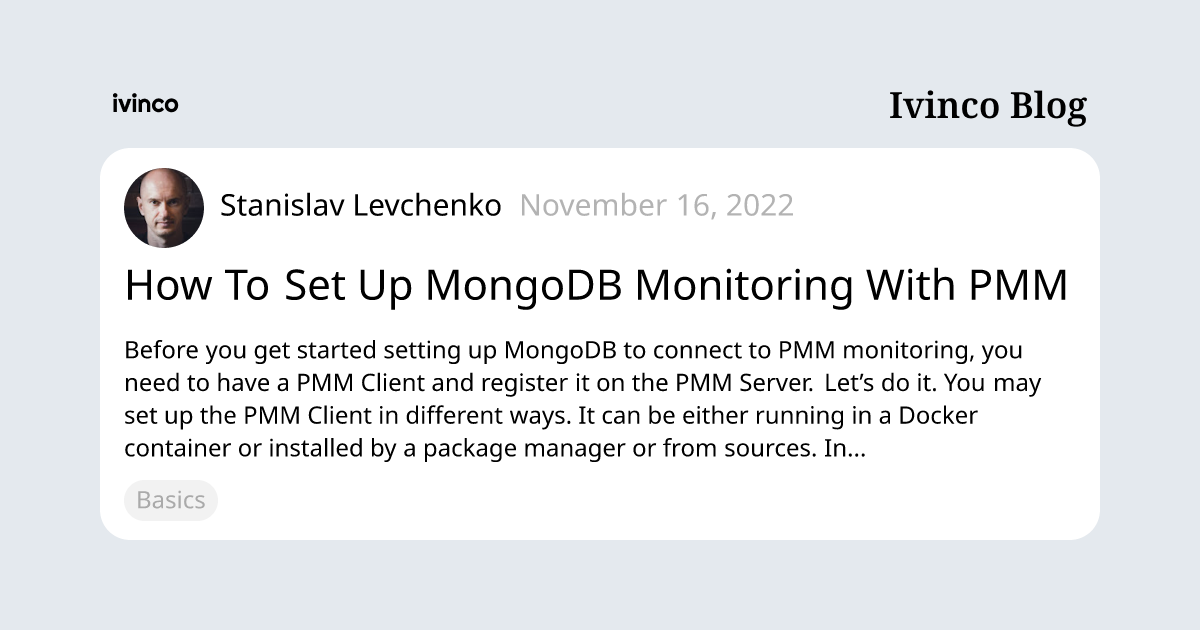 How To Set Up MongoDB Monitoring With PMM | Ivinco Blog