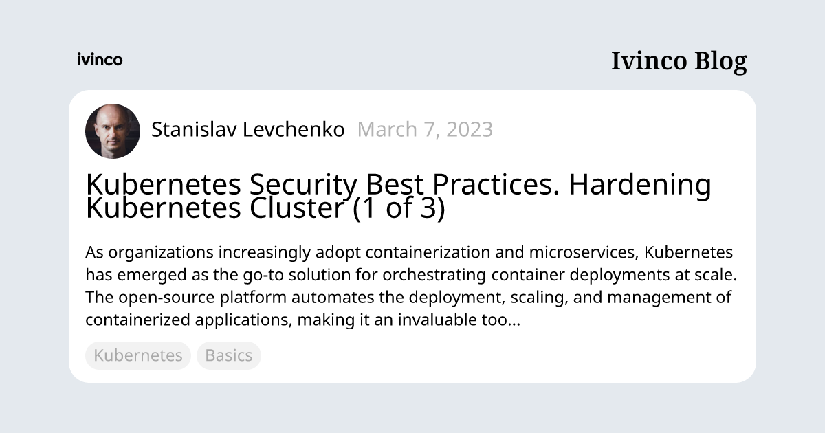 Kubernetes Security Best Practices Hardening Kubernetes Cluster 1 Of