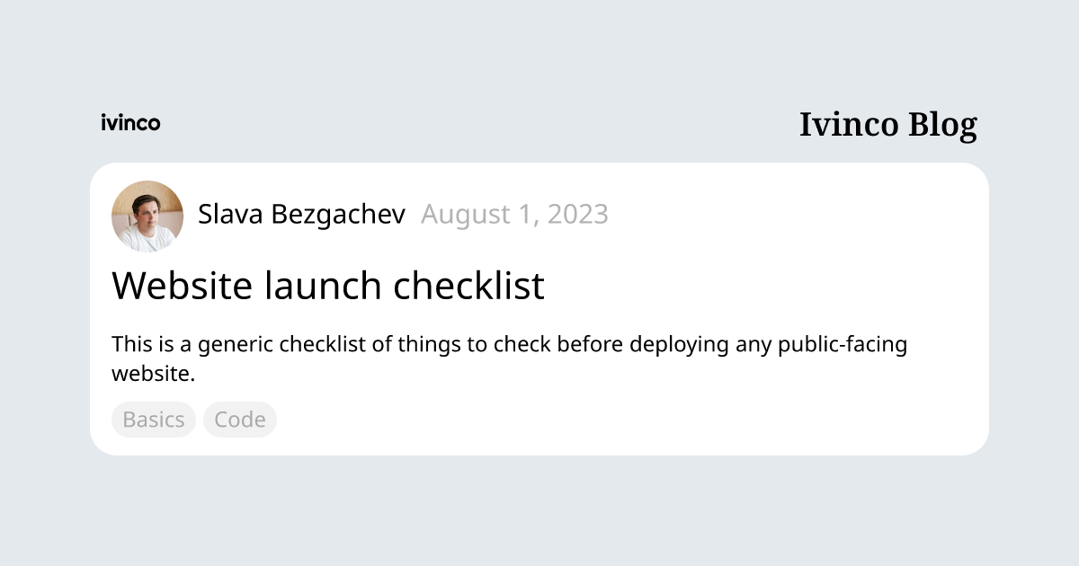 Website launch checklist | Ivinco Blog